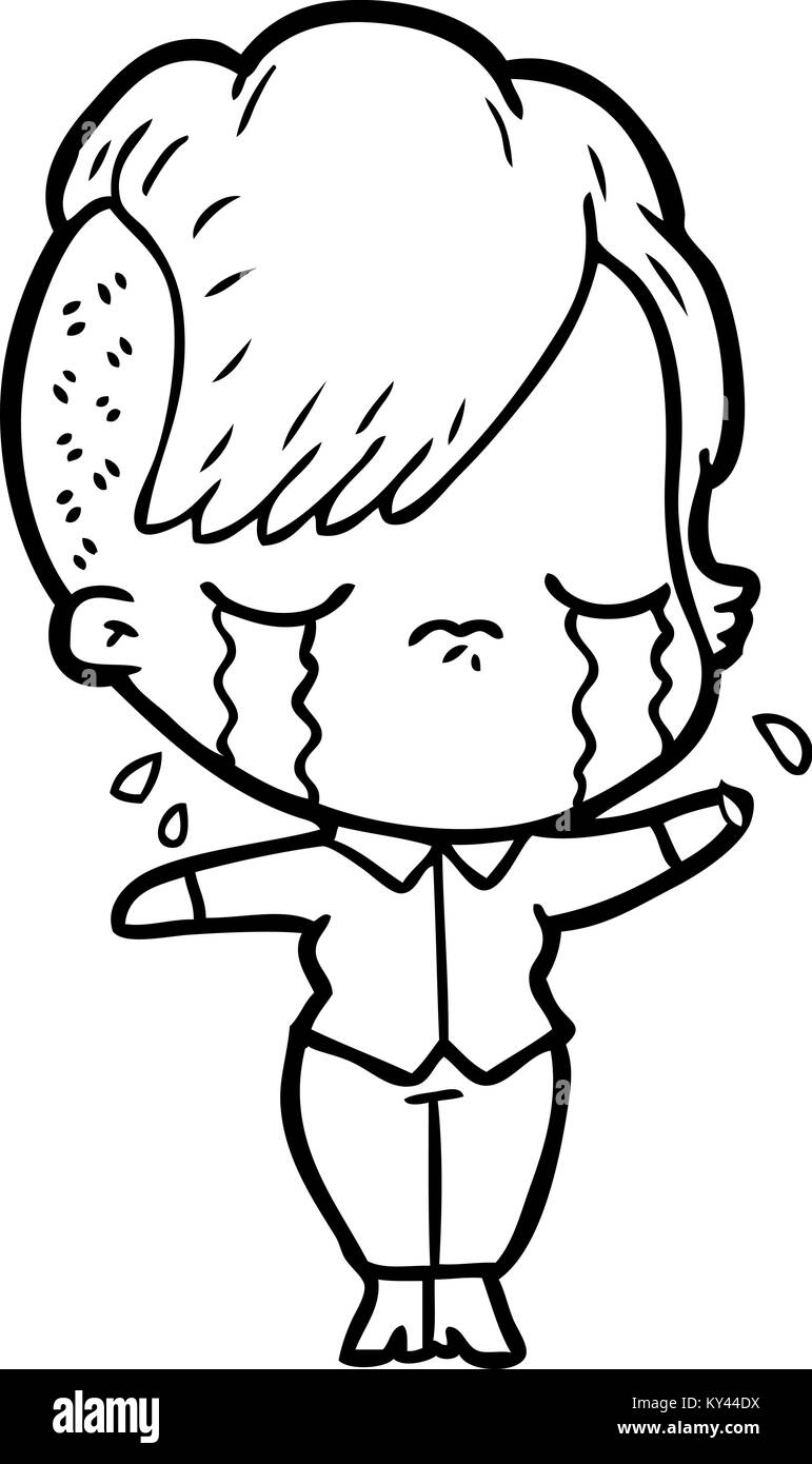 Crying Girl Coloring Pages