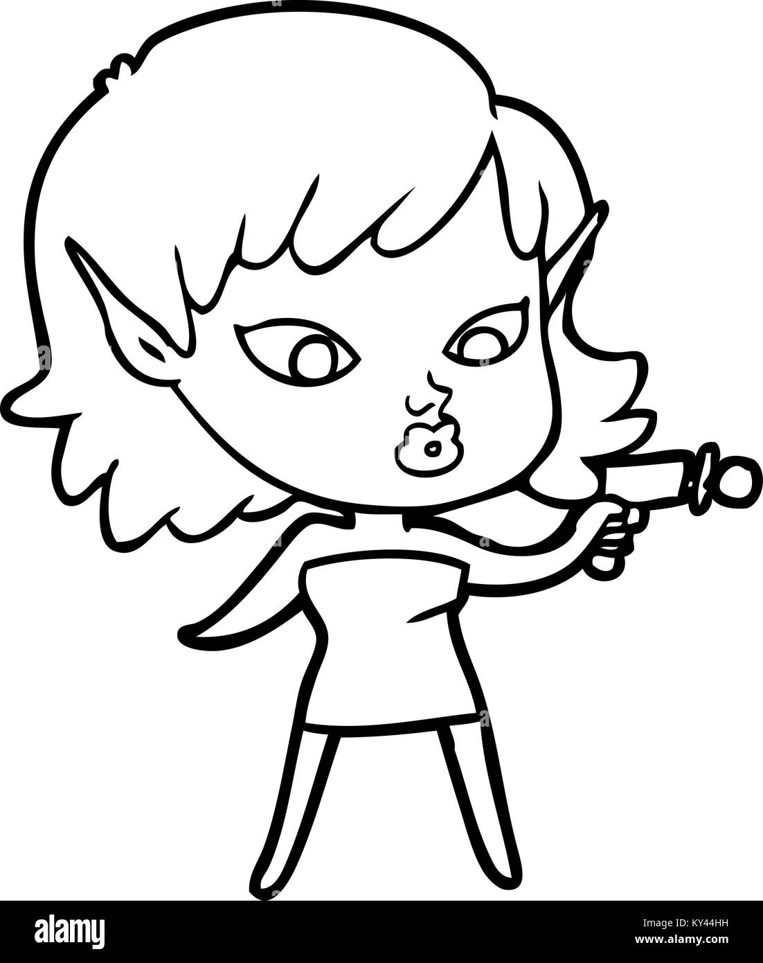 pretty cartoon girl with ray gun Stock Vector Image & Art - Alamy