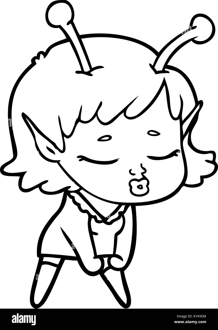 cute alien girl cartoon Stock Vector Image & Art - Alamy