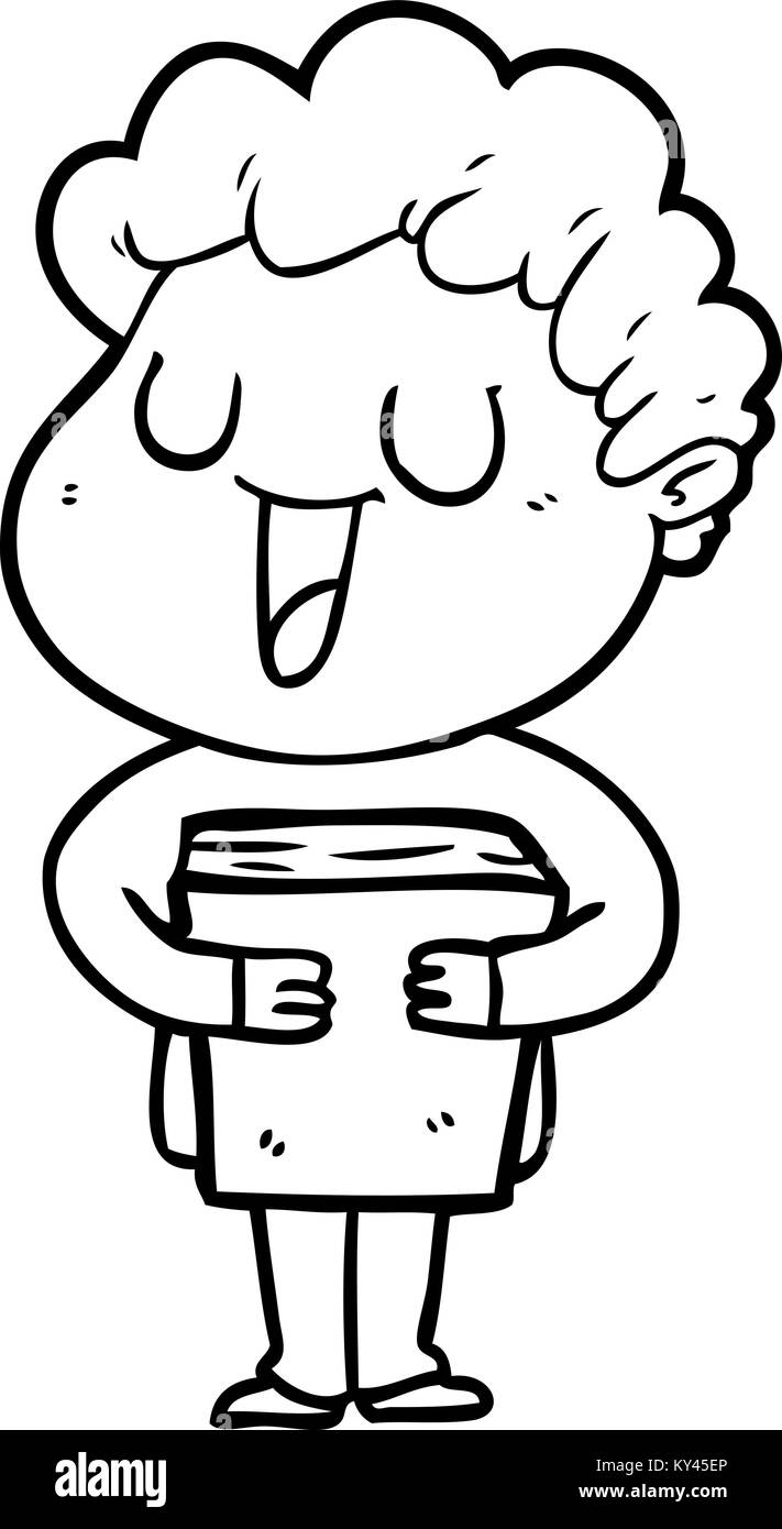 Boy laughing reading book Stock Vector Images - Alamy