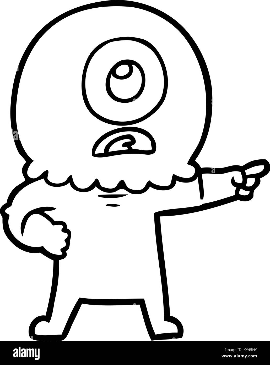 cartoon cyclops alien spaceman pointing Stock Vector Image & Art - Alamy