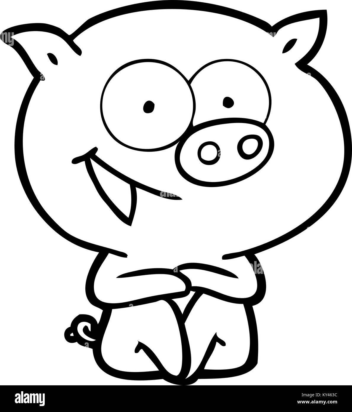 cheerful sitting pig cartoon Stock Vector Image & Art - Alamy