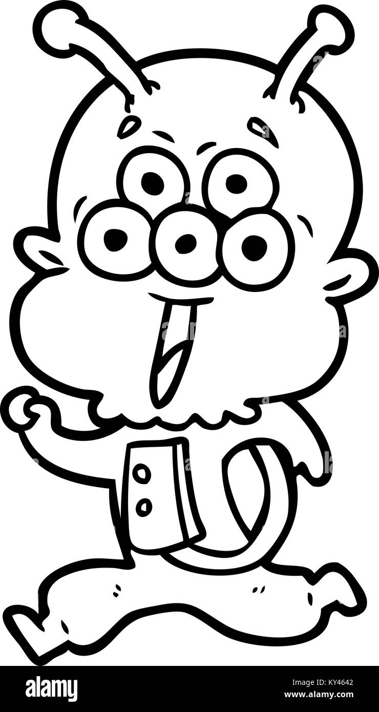 happy cartoon alien running Stock Vector Image & Art - Alamy