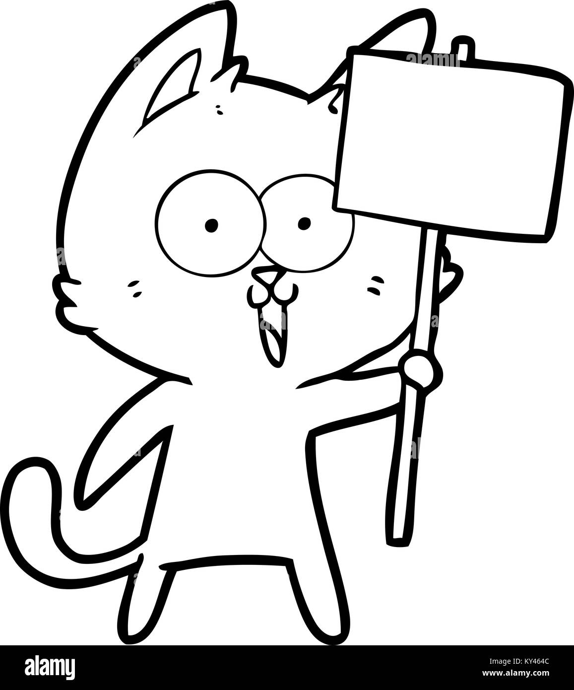 funny cartoon cat with sign Stock Vector Image & Art - Alamy