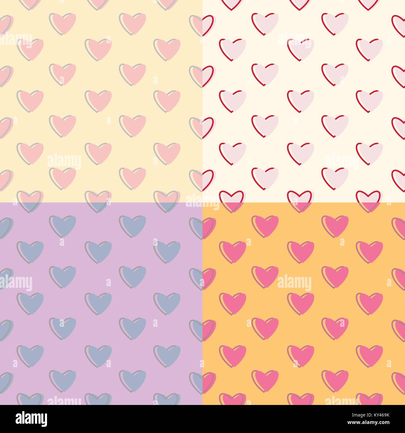 seamless hearts polka dot pattern with retro texture eps 8 Stock Vector ...