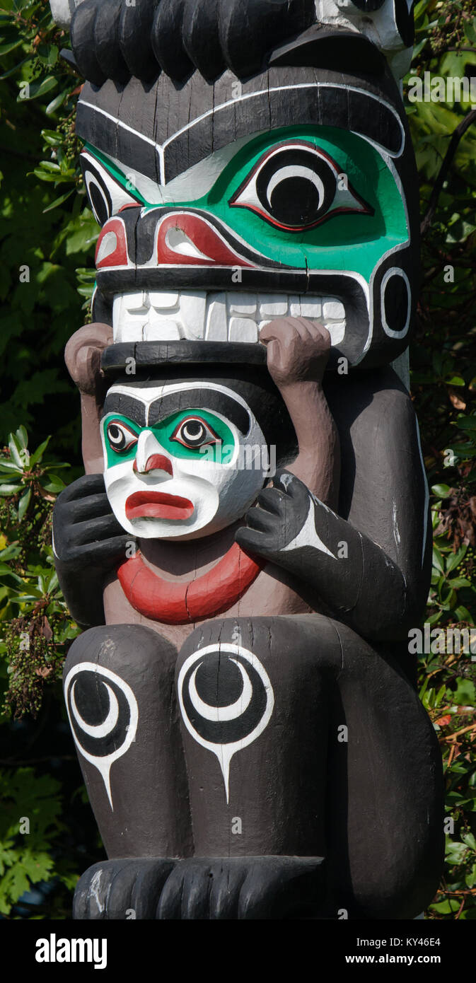 First Nations totem poles representing craftsmanship and unique culture ...