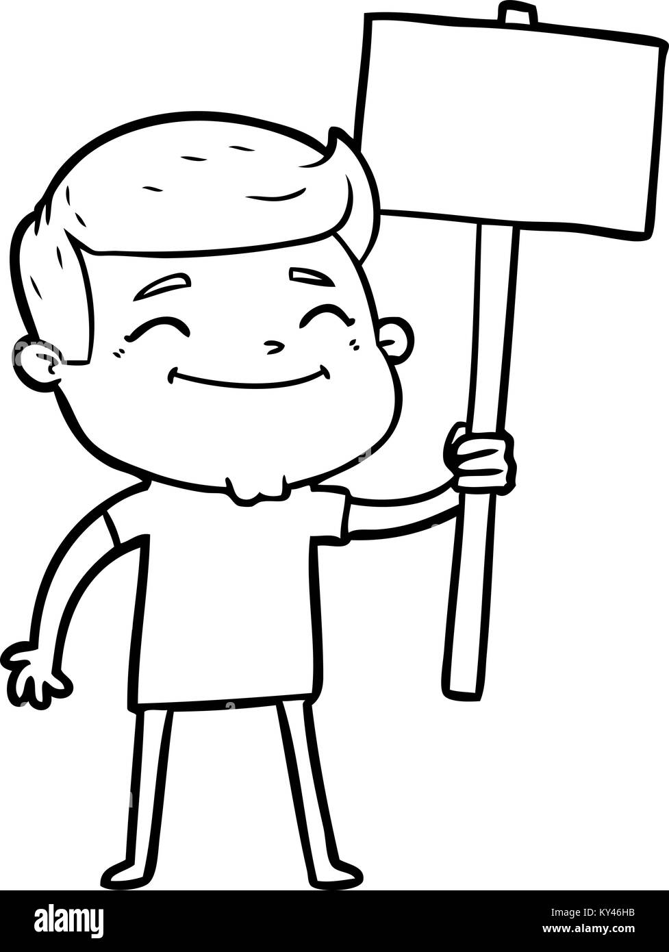 happy cartoon man with placard Stock Vector Image & Art - Alamy