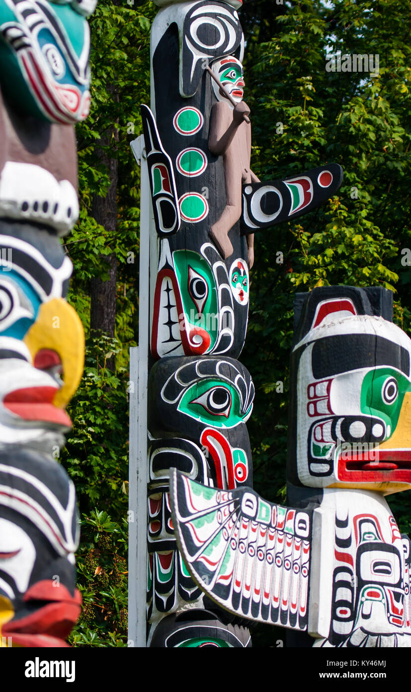 First Nations totem poles representing craftsmanship and unique culture ...