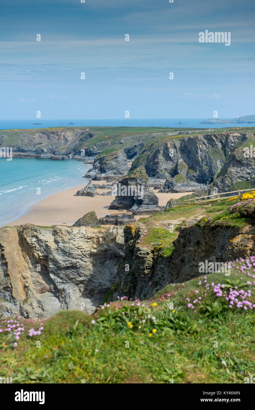 Aerial view of Bedruthan Steps in Cornwall, England, UK Stock Photo - Alamy