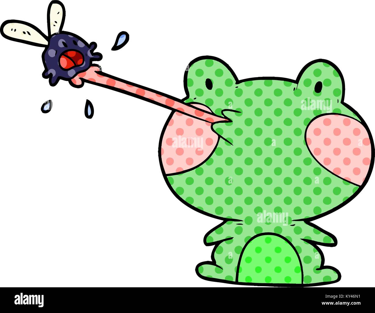 cute cartoon frog catching fly with tongue Stock Vector Image & Art - Alamy