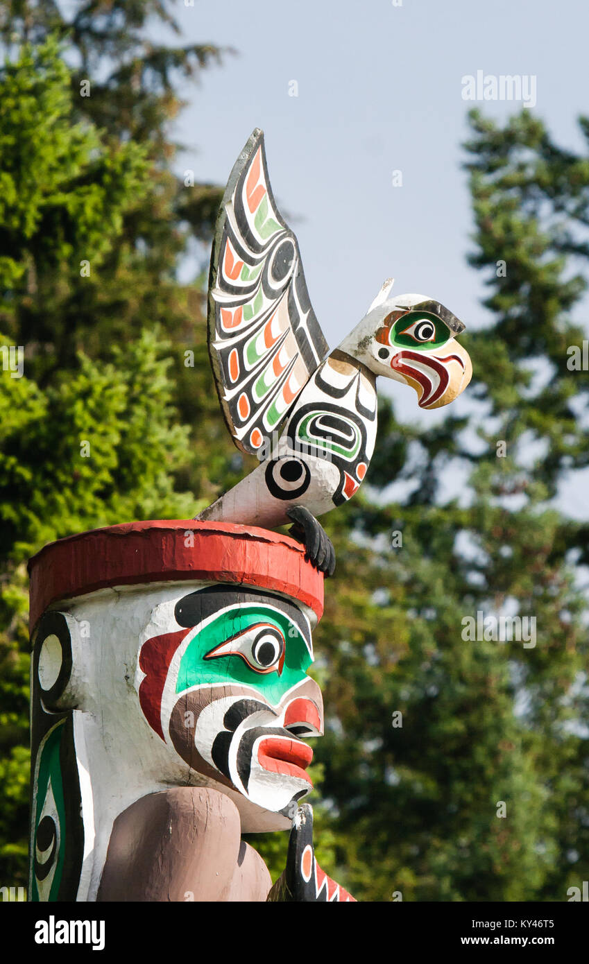 First Nations totem poles representing craftsmanship and unique culture ...
