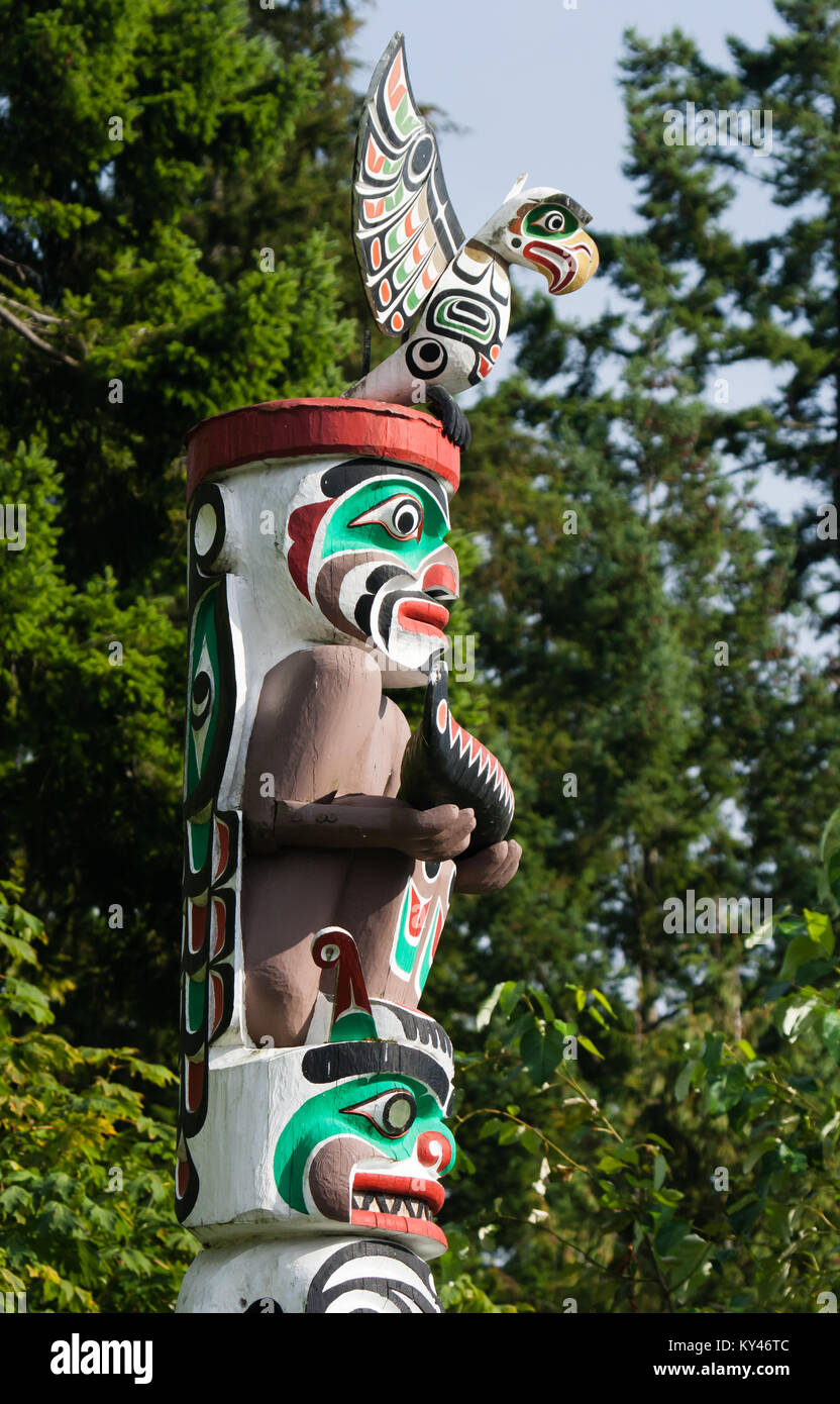 First Nations totem poles representing craftsmanship and unique culture ...