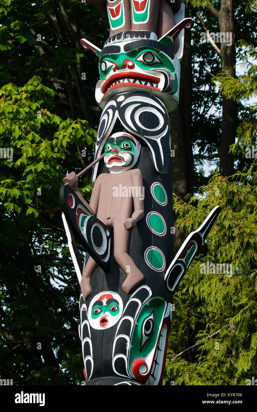 First Nations totem poles representing craftsmanship and unique culture ...