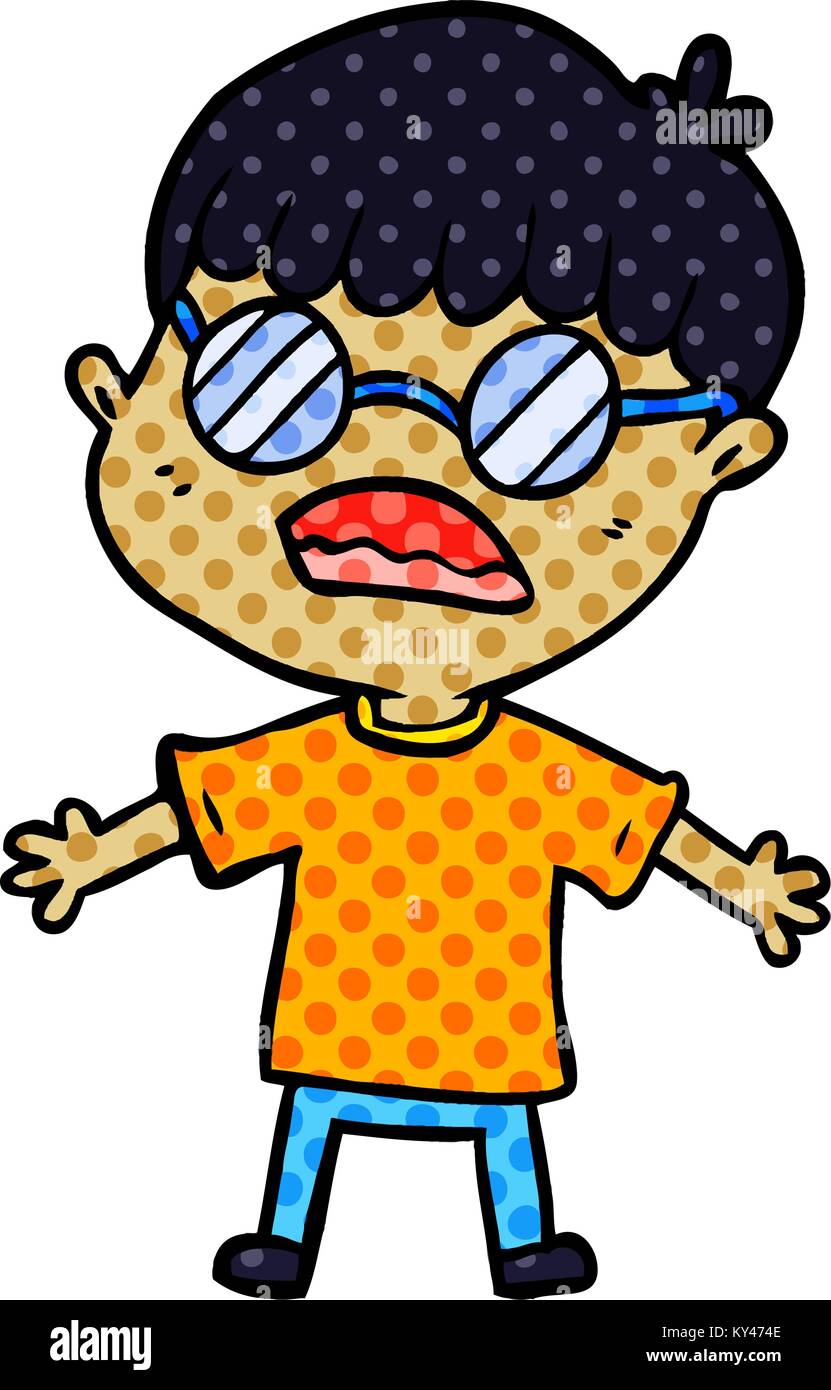 cartoon boy wearing spectacles Stock Vector Image & Art - Alamy
