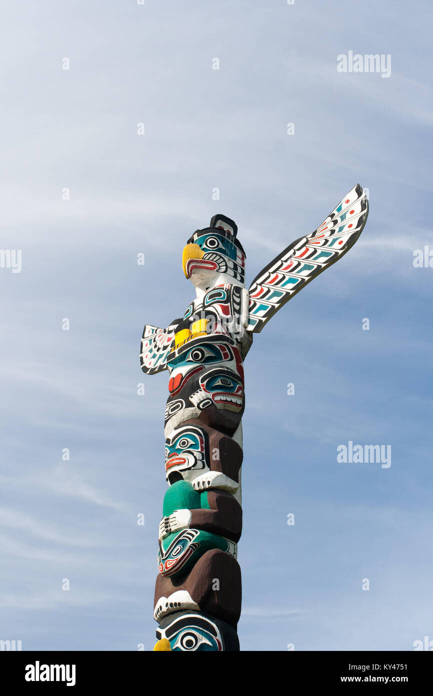 First Nations totem poles representing craftsmanship and unique culture ...