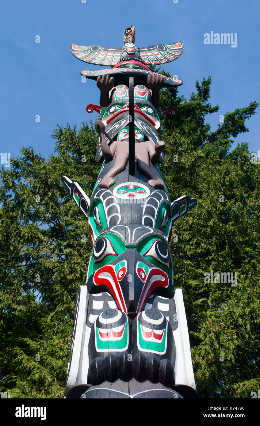First Nations totem poles representing craftsmanship and unique culture ...