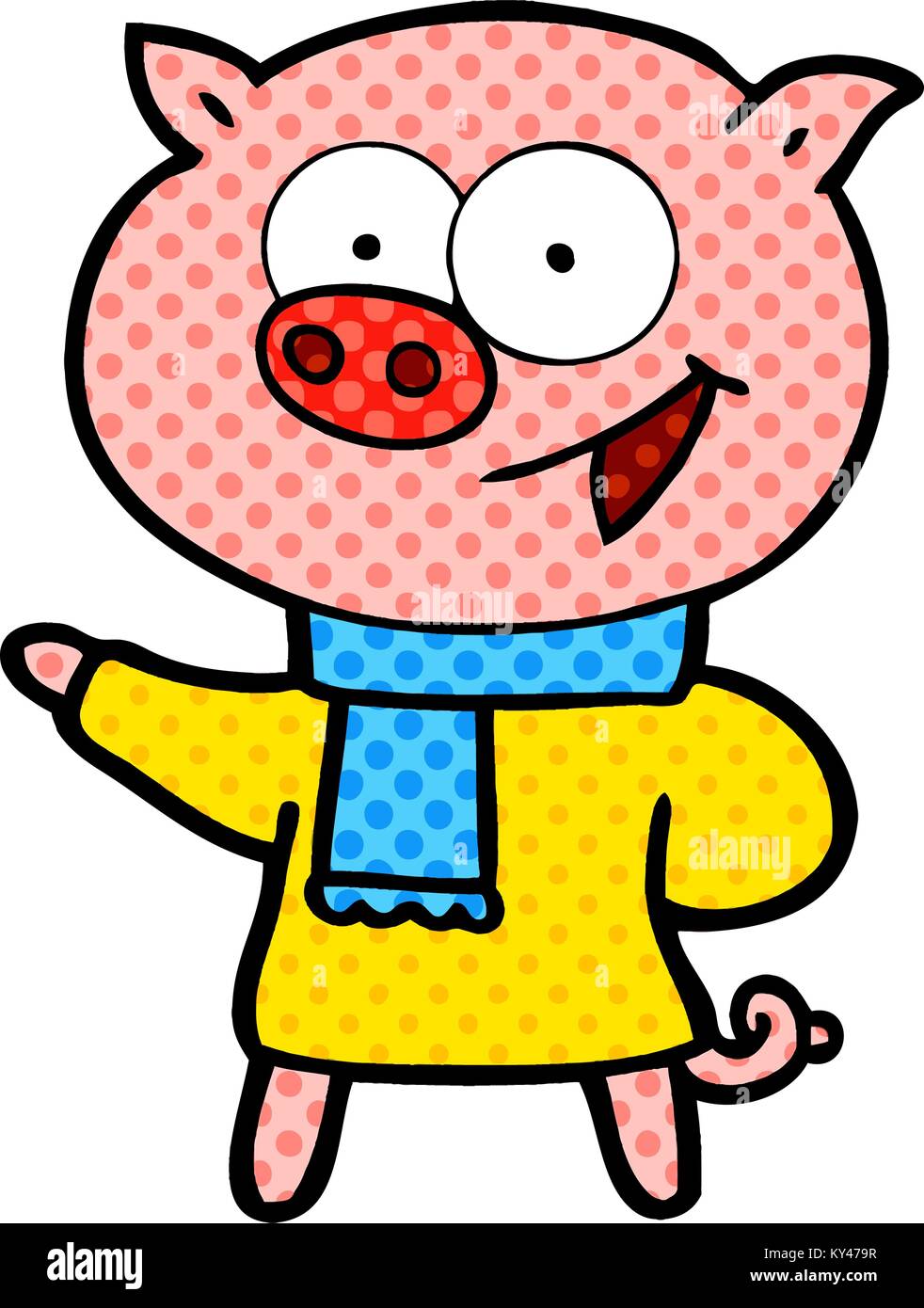 cheerful pig wearing winter clothes cartoon Stock Vector Image & Art ...