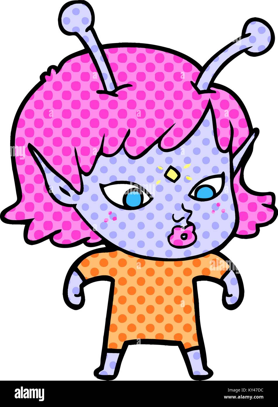 pretty cartoon alien girl Stock Vector Image & Art - Alamy