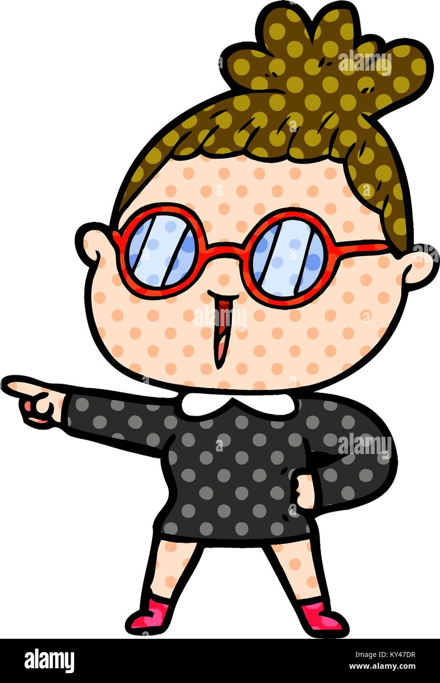 cartoon woman wearing spectacles Stock Vector Image & Art - Alamy