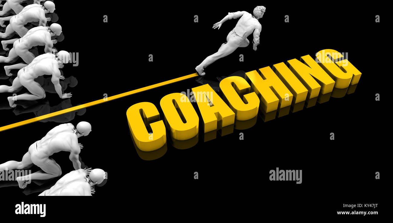Coaching Leader with a Man Having a Head Start Stock Photo - Alamy