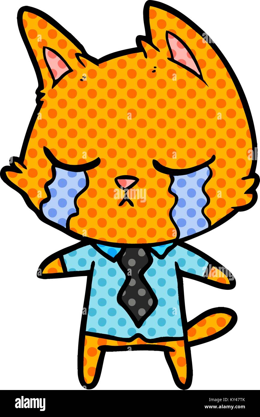 crying cartoon office worker cat Stock Vector Image & Art - Alamy