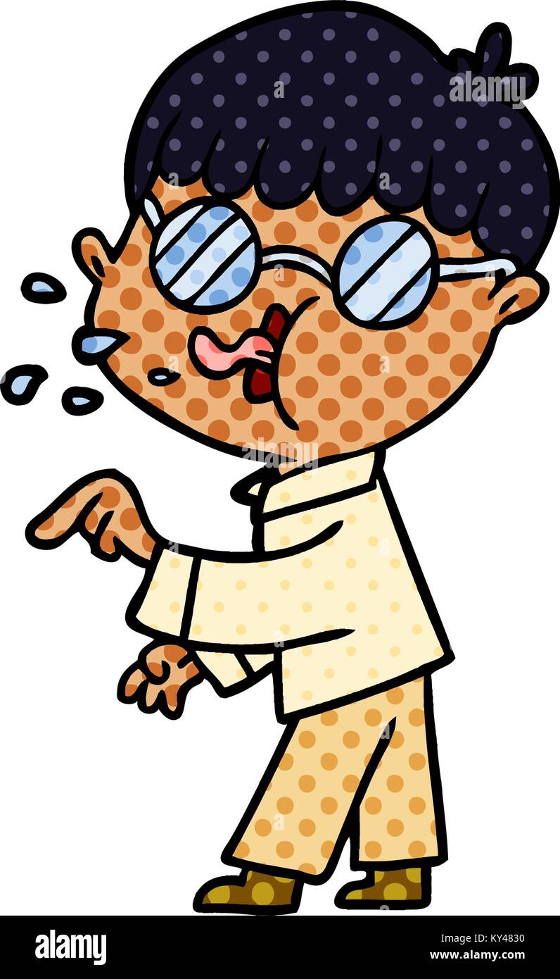 cartoon boy wearing spectacles and making point Stock Vector Image ...
