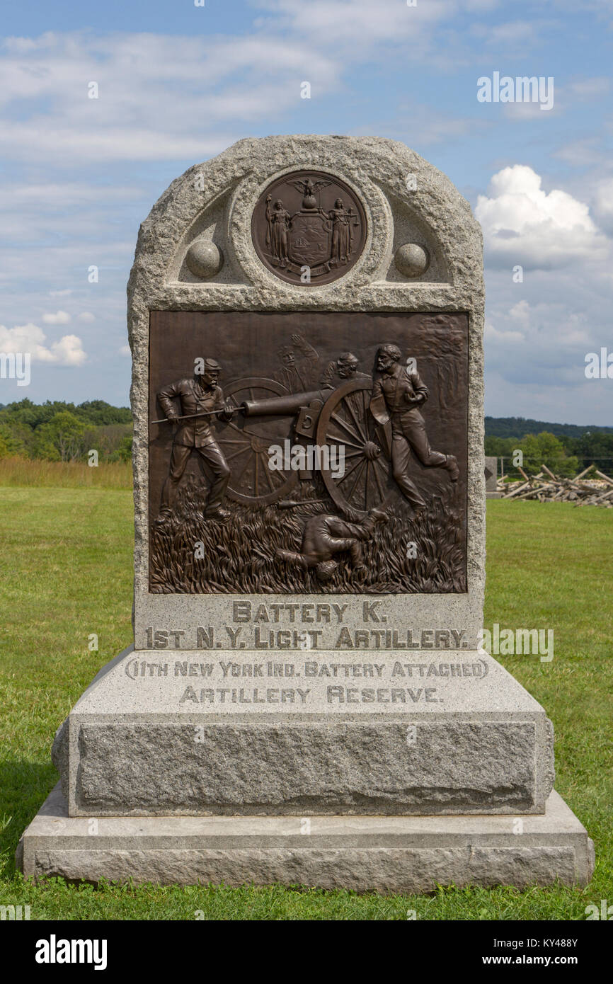 The Monument to the 1st New York, Battery K, Cemetery Ridge, Gettysburg ...