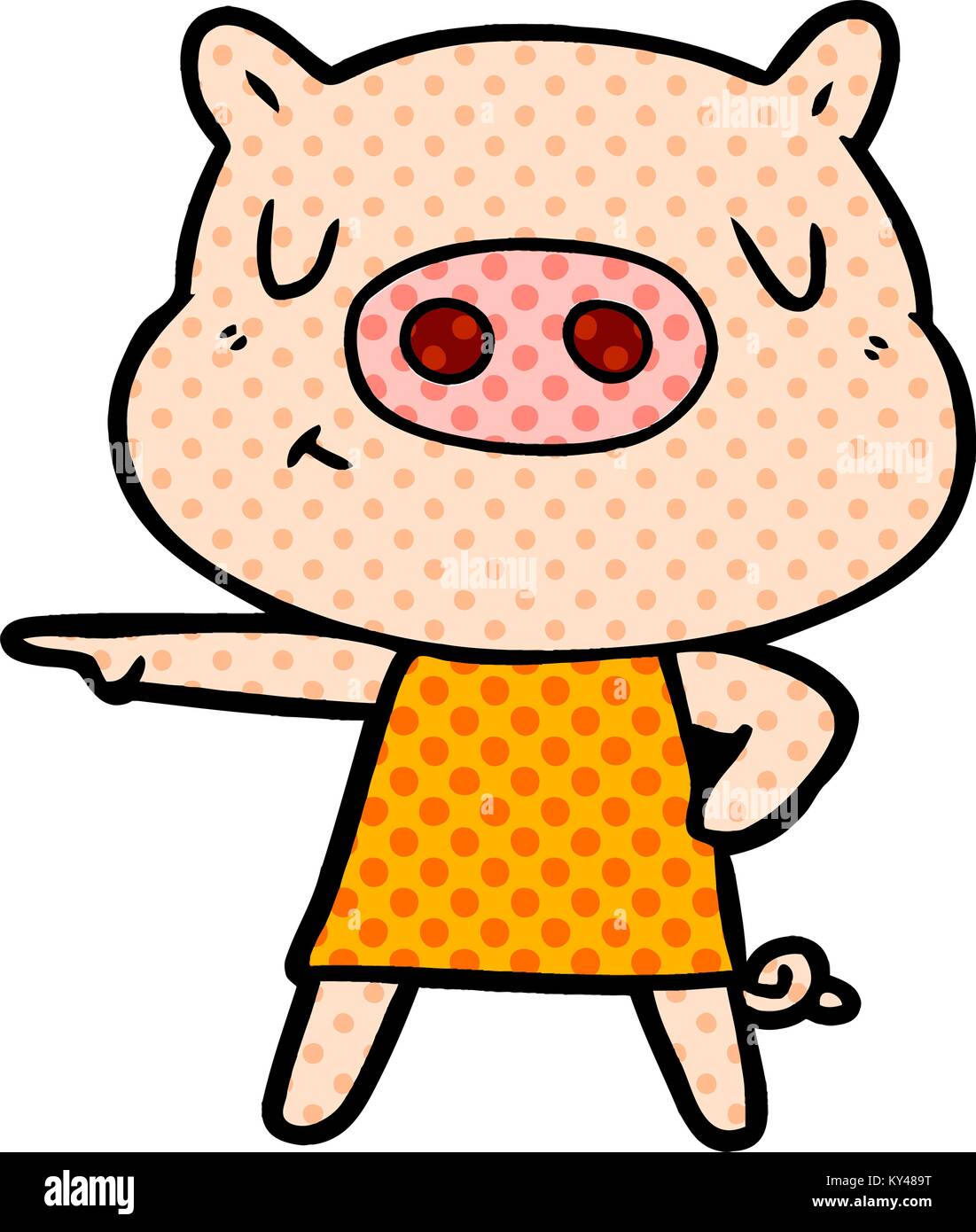 cartoon content pig in dress pointing Stock Vector Image & Art - Alamy