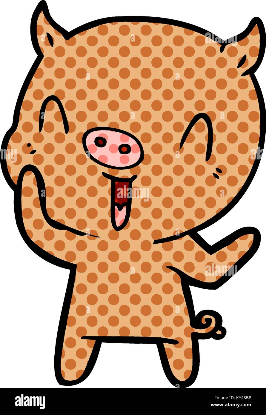 happy cartoon pig Stock Vector Image & Art - Alamy