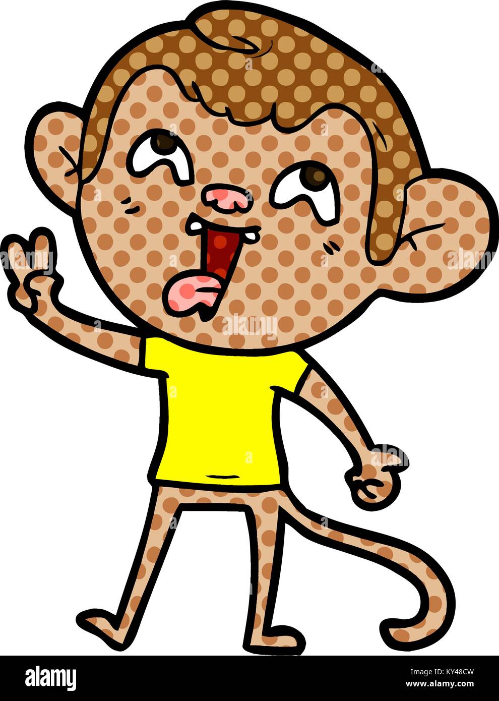 crazy cartoon monkey giving peace sign Stock Vector Image & Art - Alamy