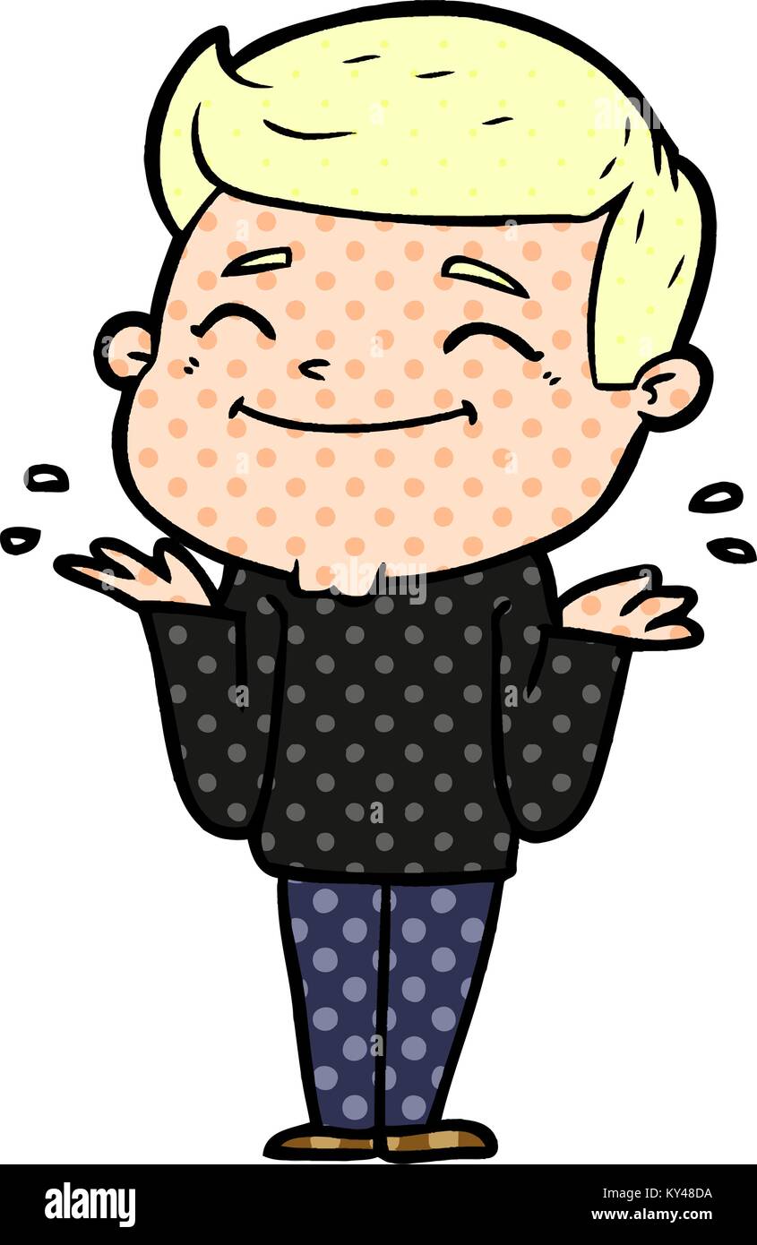 happy cartoon man shrugging Stock Vector Image & Art - Alamy