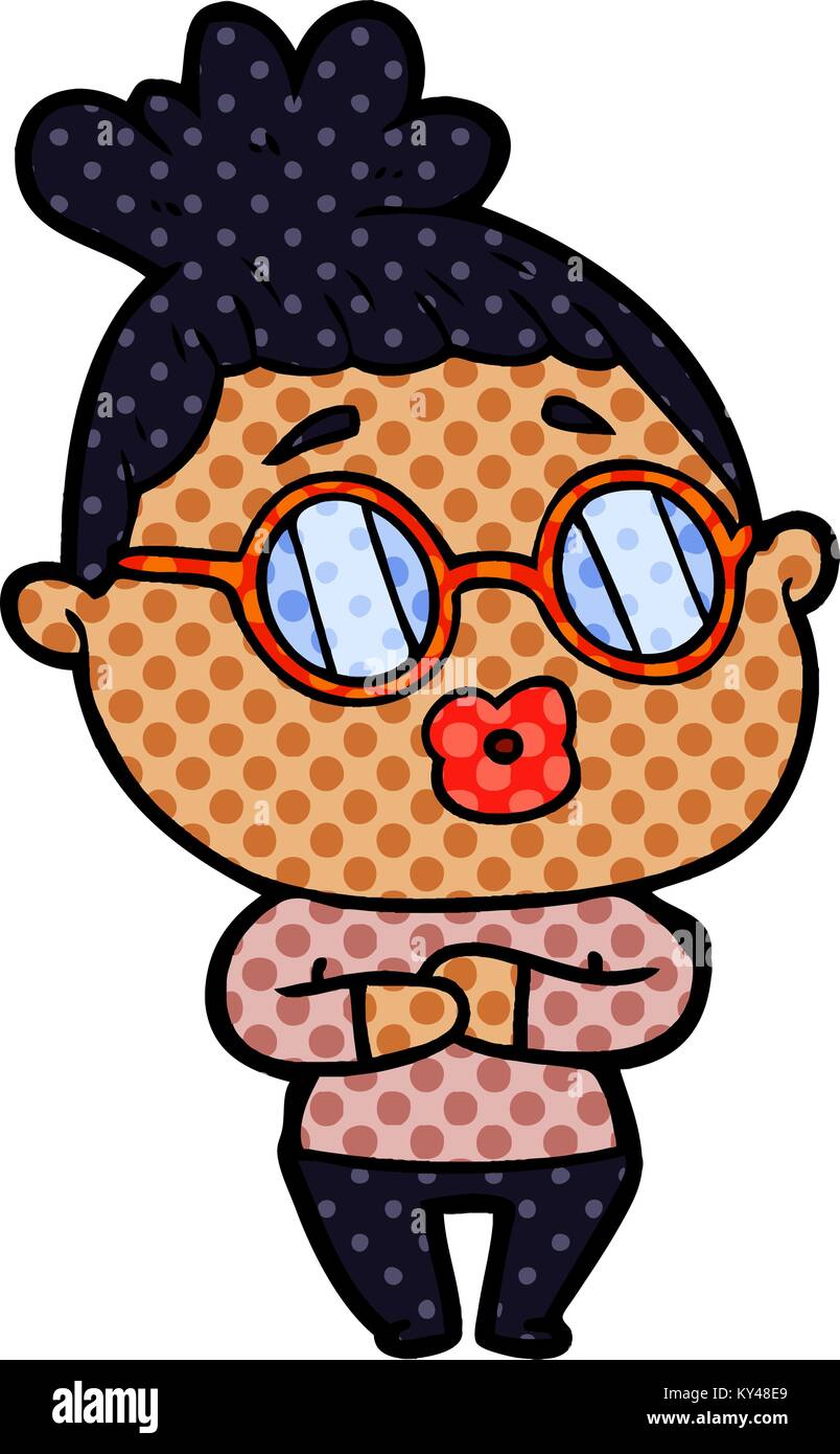 cartoon woman wearing spectacles Stock Vector Image & Art - Alamy