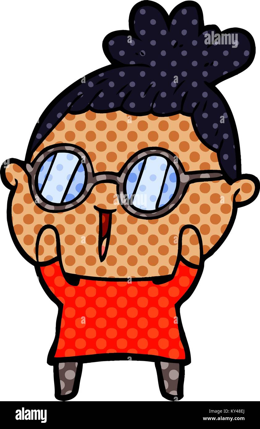 cartoon woman wearing spectacles Stock Vector Image & Art - Alamy