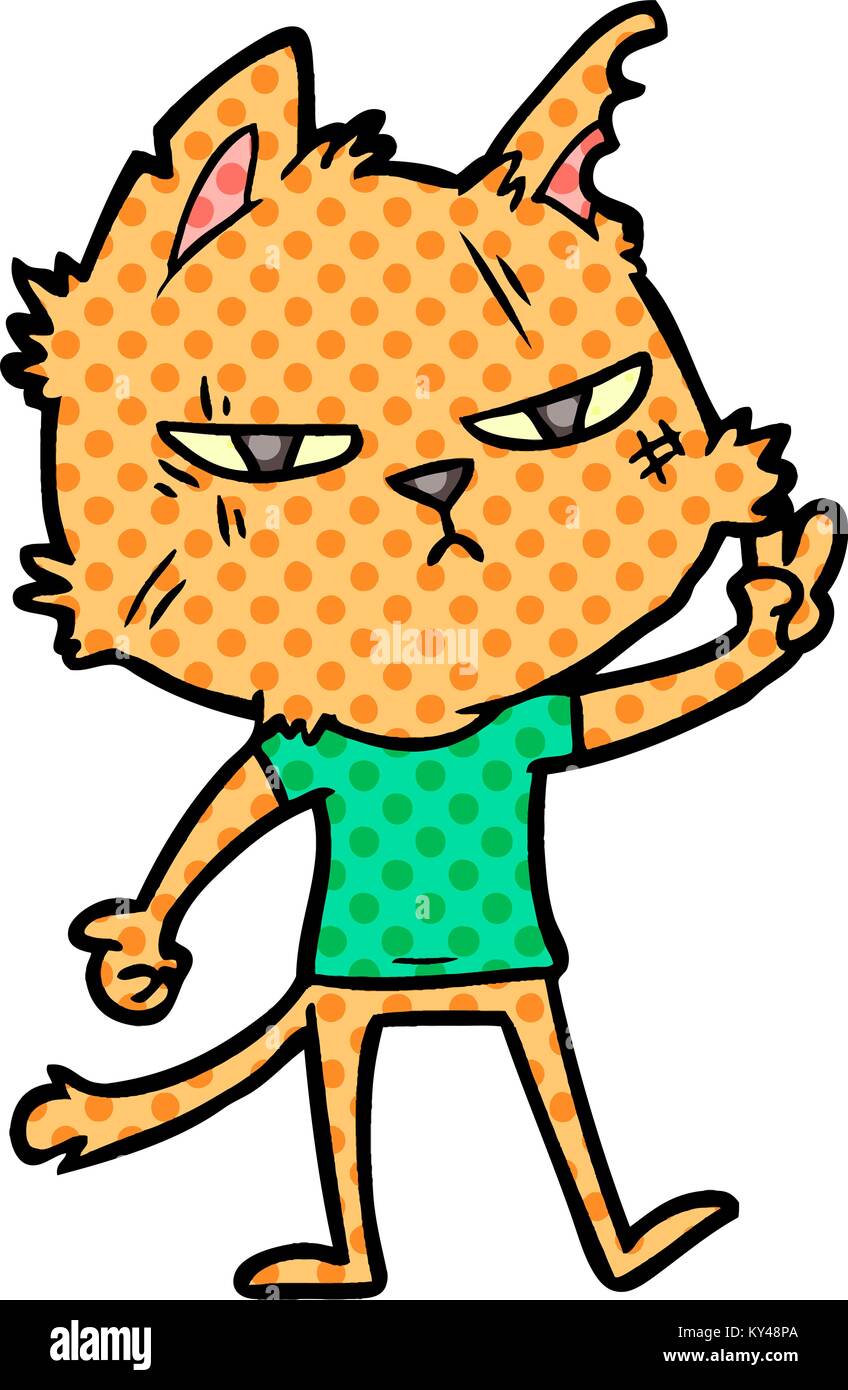 tough cartoon cat giving victory sign Stock Vector Image & Art - Alamy