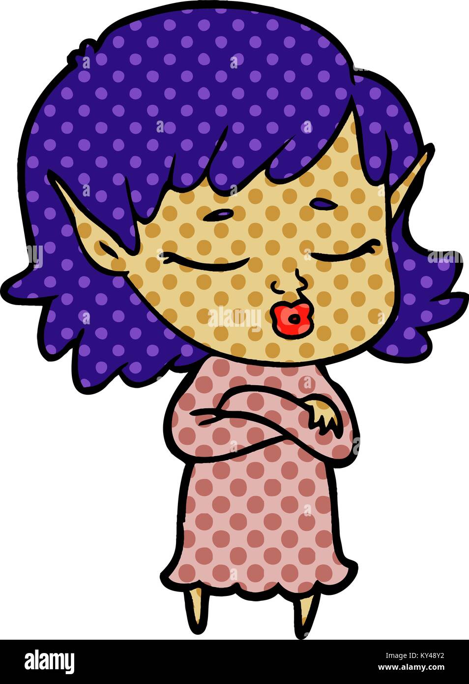 pretty cartoon elf girl with corssed arms Stock Vector Image & Art - Alamy