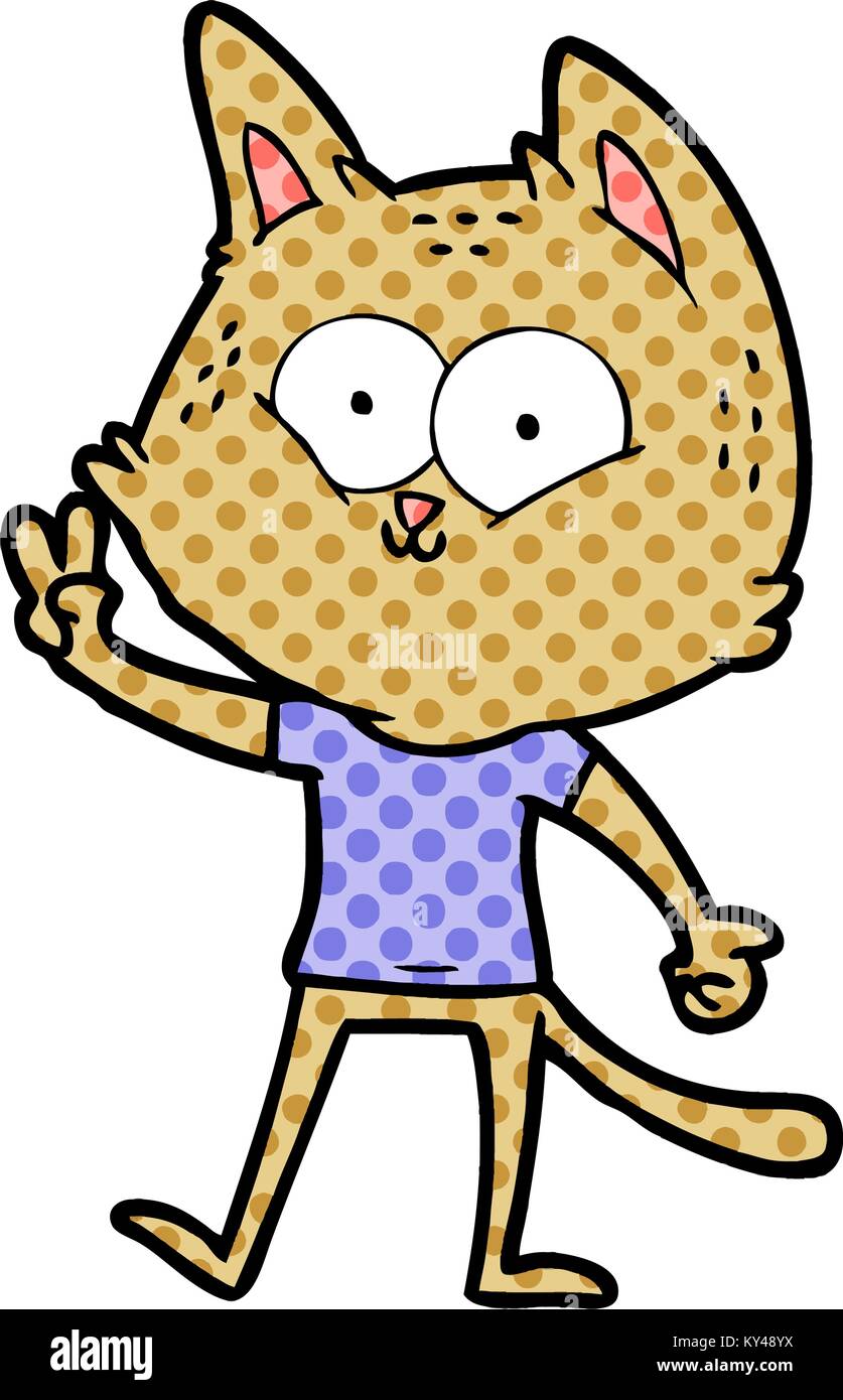 cartoon cat giving peace sign Stock Vector Image & Art - Alamy