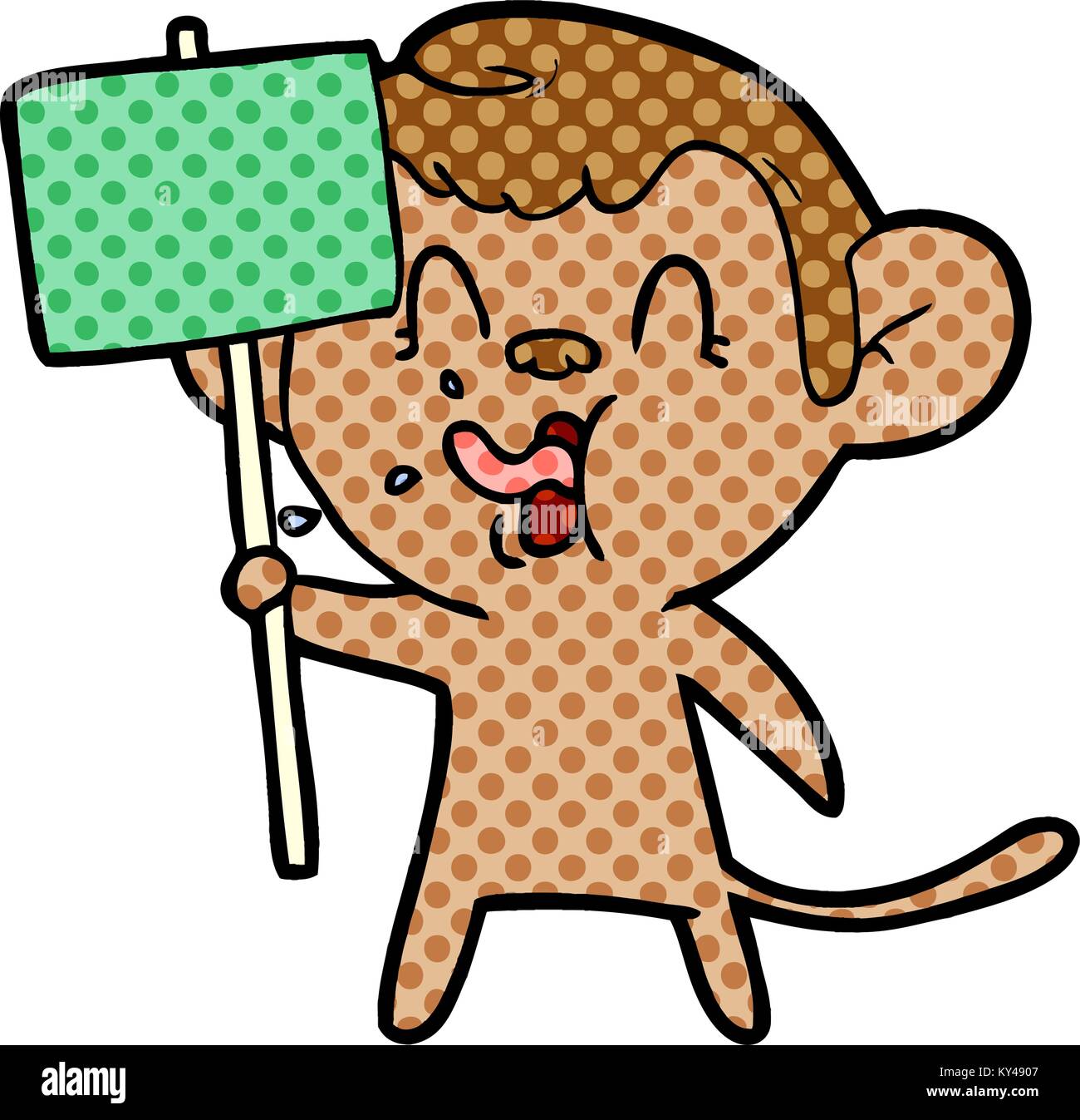 crazy cartoon monkey with sign Stock Vector Image & Art - Alamy