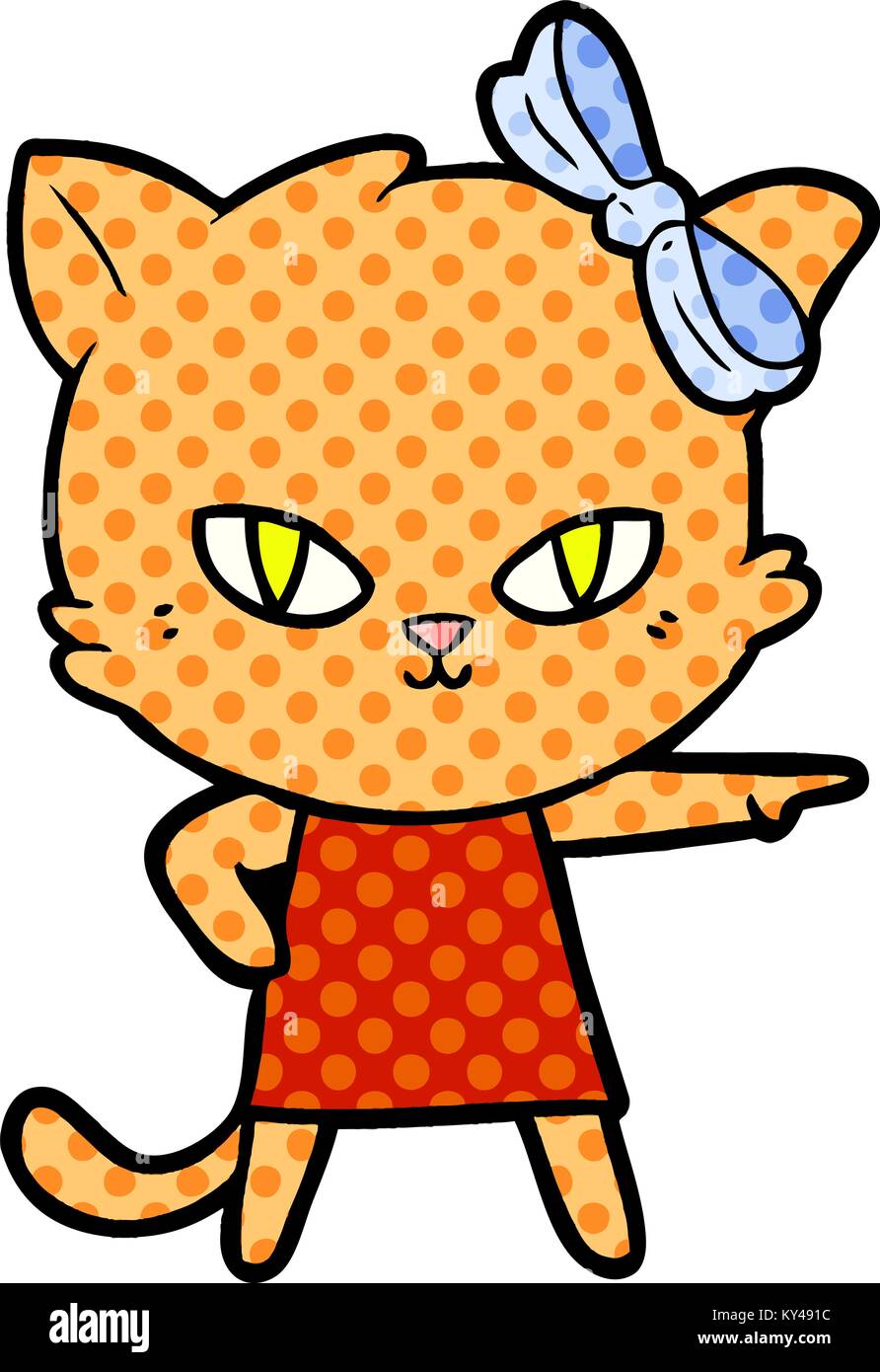 cute cartoon cat wearing dress Stock Vector Image & Art - Alamy