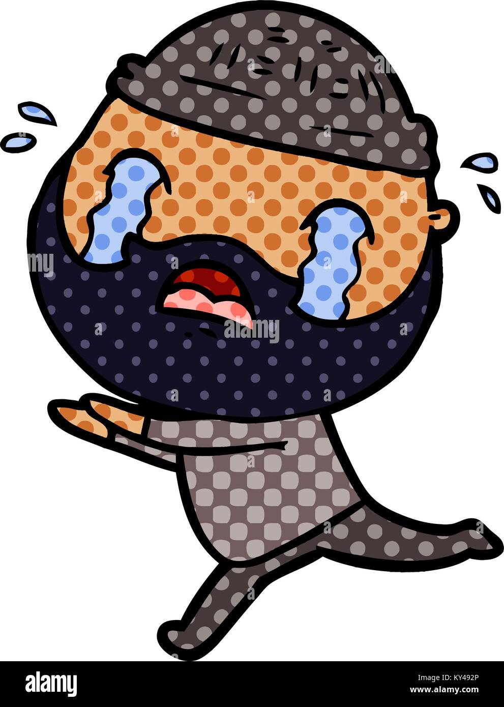 cartoon bearded man crying Stock Vector Image & Art - Alamy