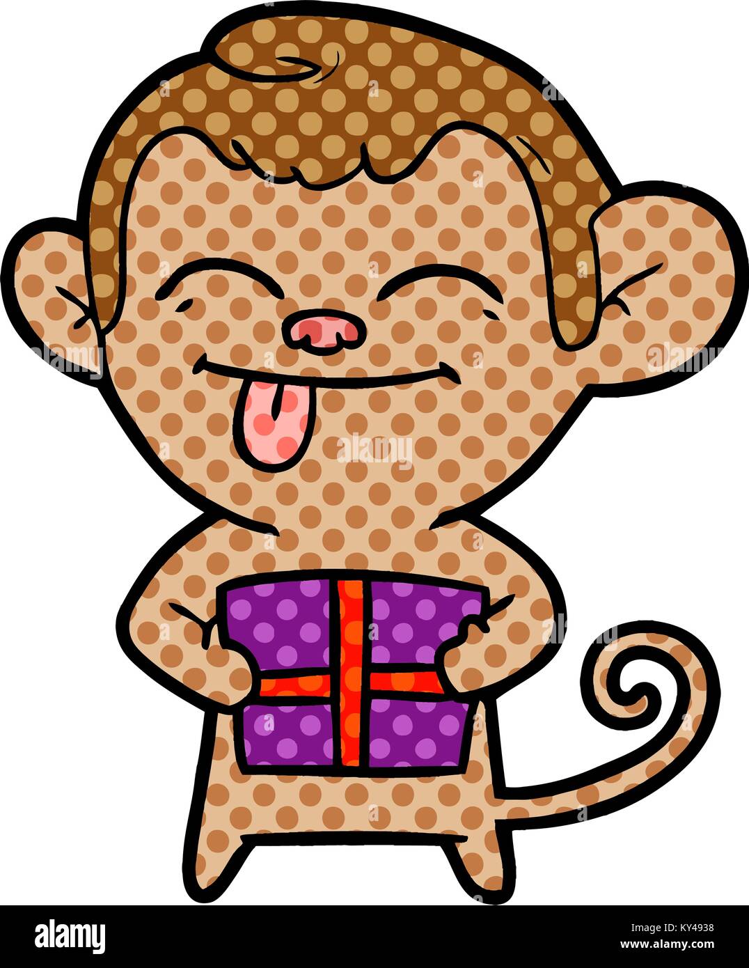 funny cartoon monkey with christmas present Stock Vector Image & Art ...
