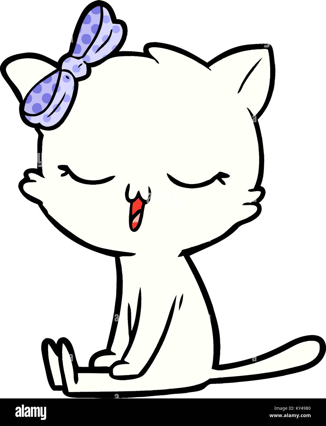 cartoon cat with bow on head Stock Vector Image & Art - Alamy