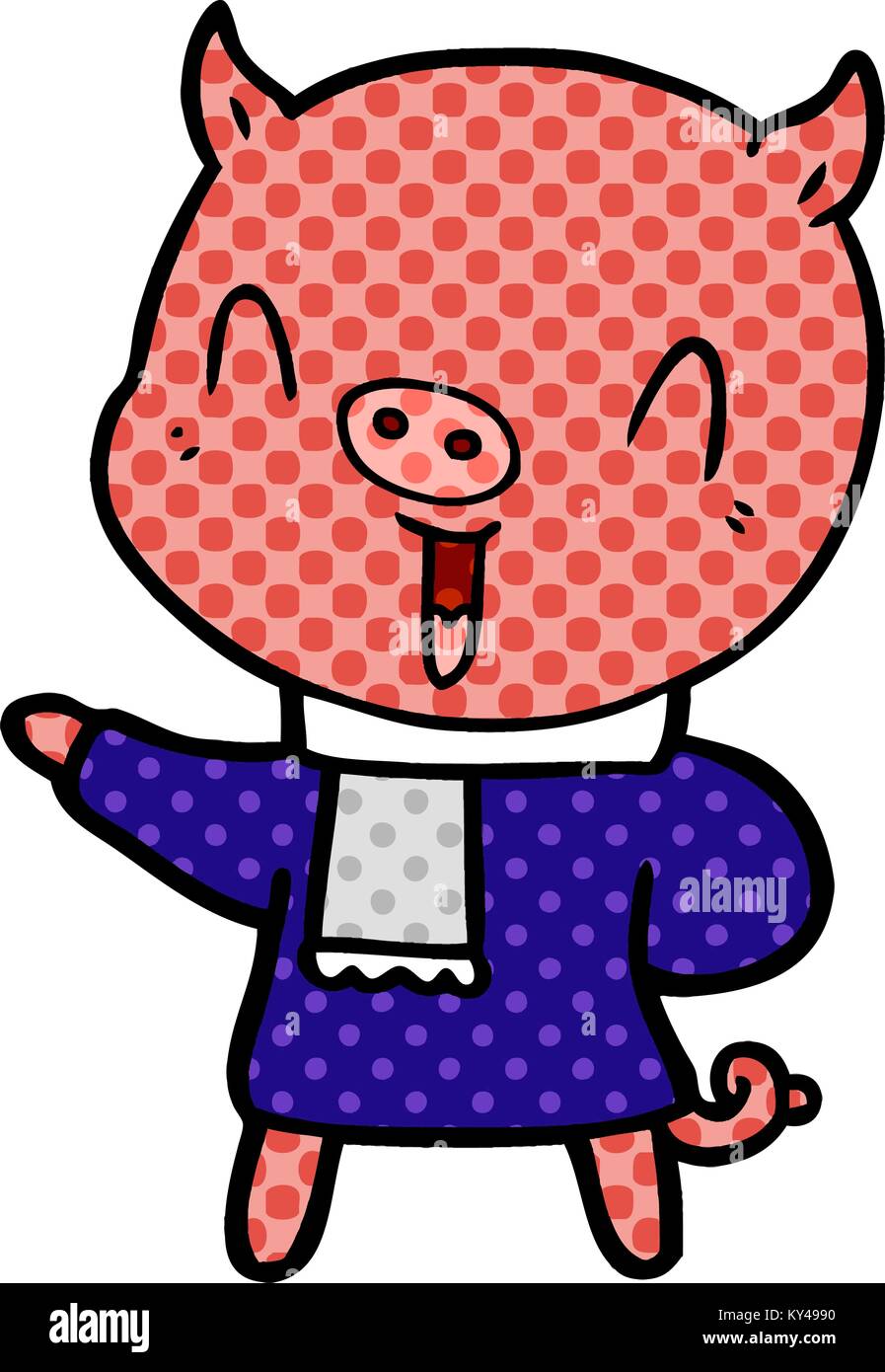 happy cartoon pig in winter clothes Stock Vector Image & Art - Alamy
