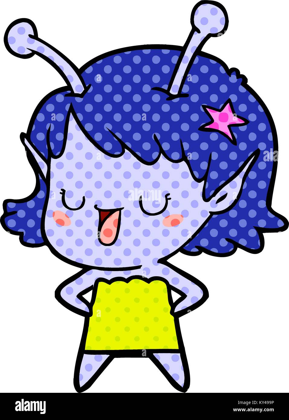 happy alien girl cartoon Stock Vector Image & Art - Alamy