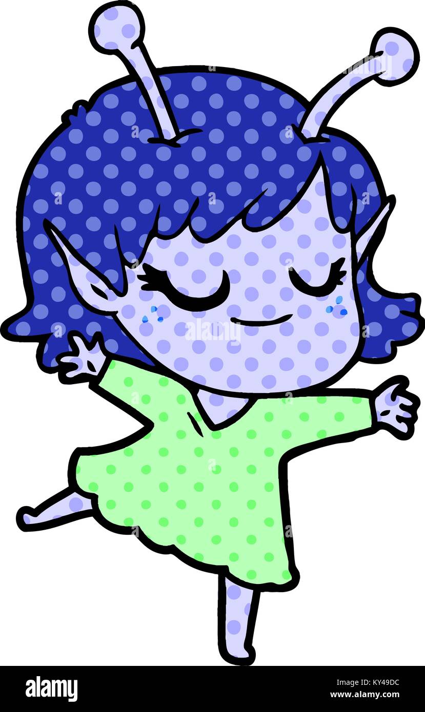 smiling alien girl cartoon dancing Stock Vector Image & Art - Alamy