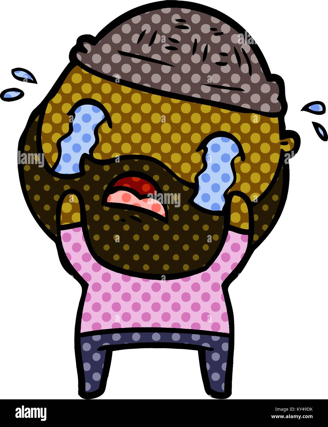 cartoon bearded man crying Stock Vector Image & Art - Alamy