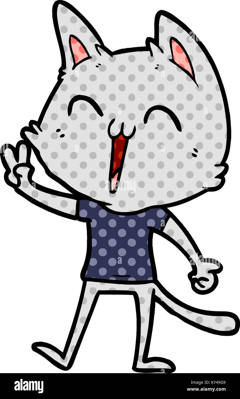 happy cartoon cat meowing Stock Vector Image & Art - Alamy