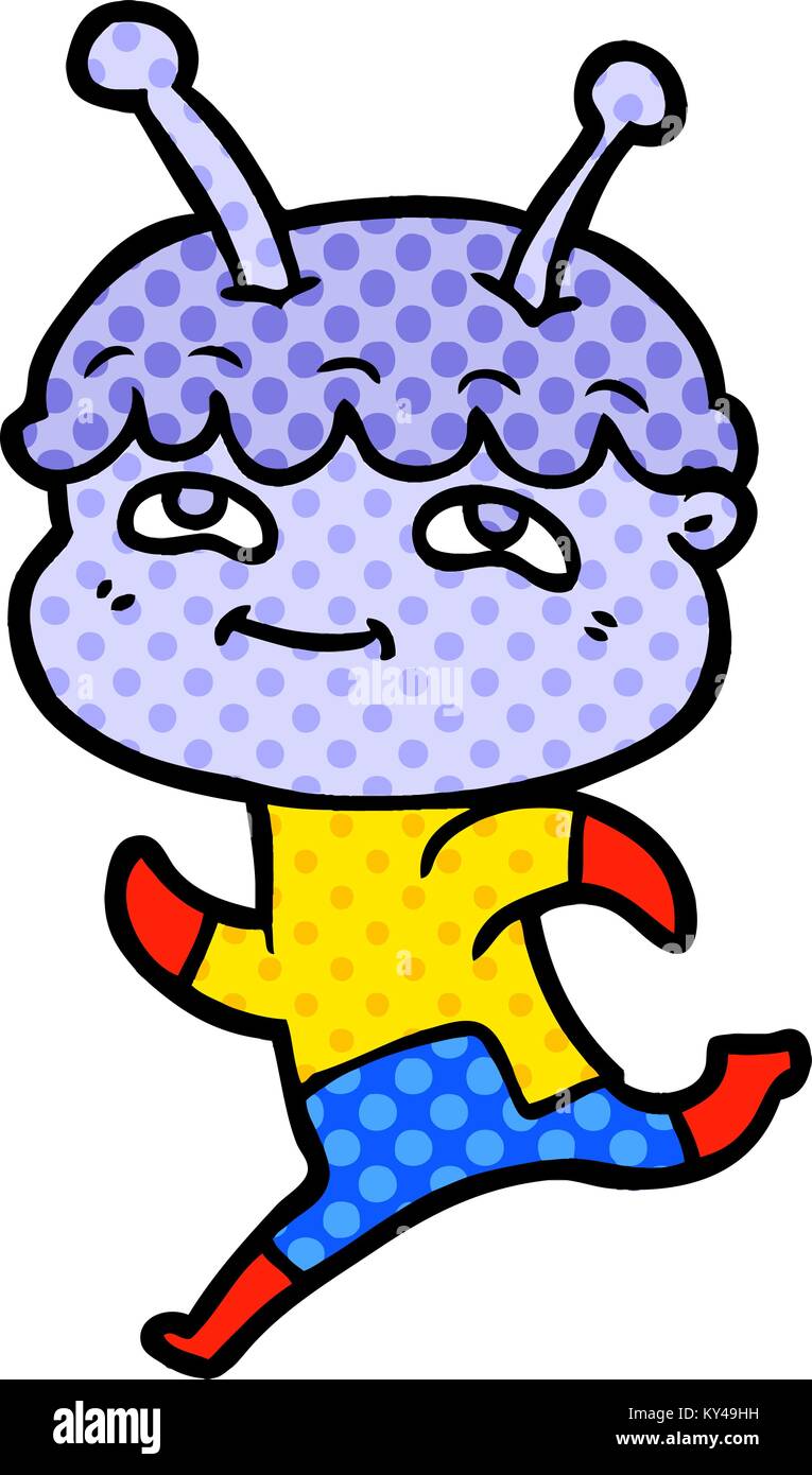 friendly cartoon spaceman running Stock Vector Image & Art - Alamy