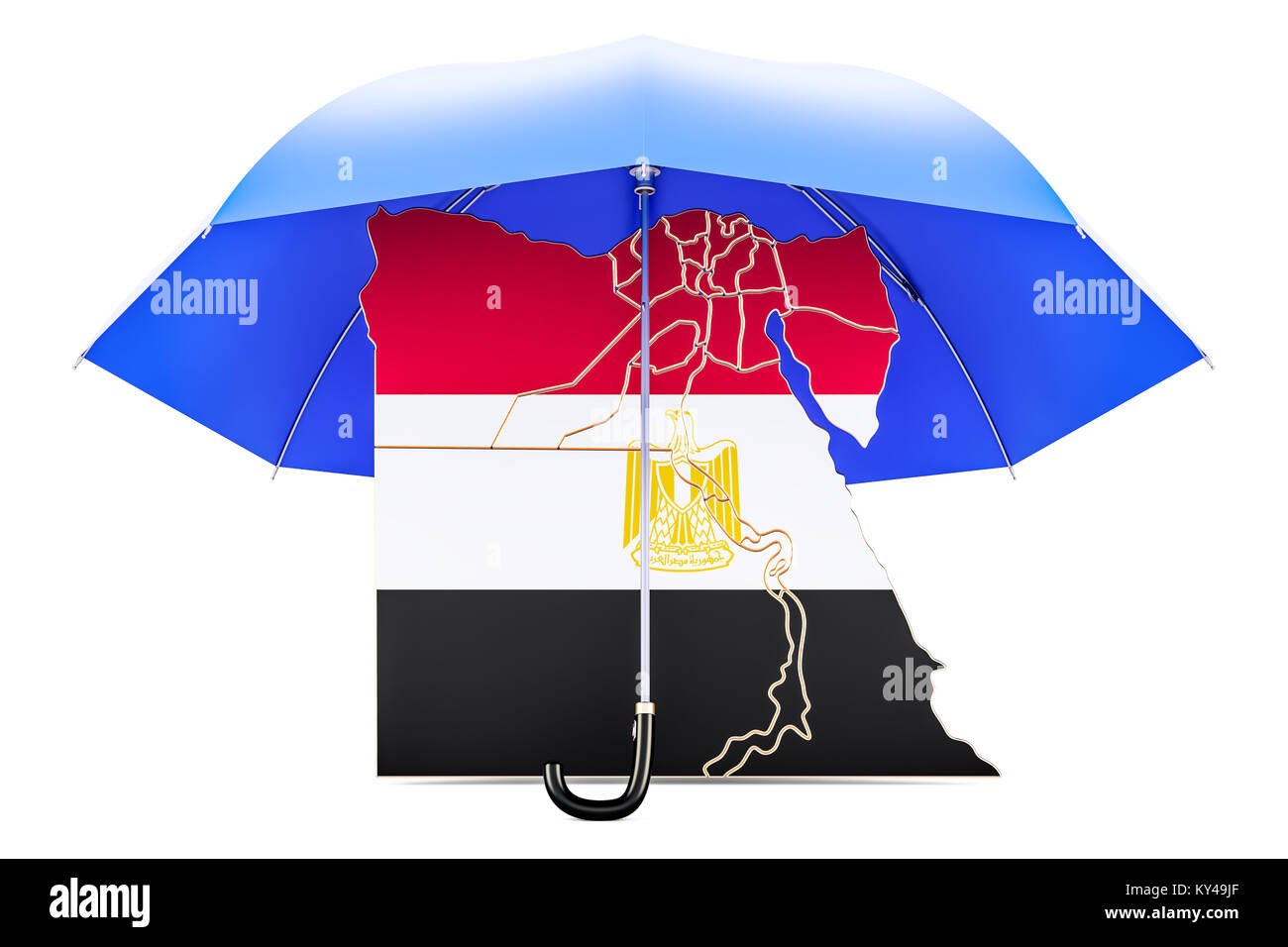 Egyptian map under umbrella. Security and protect or insurance concept ...