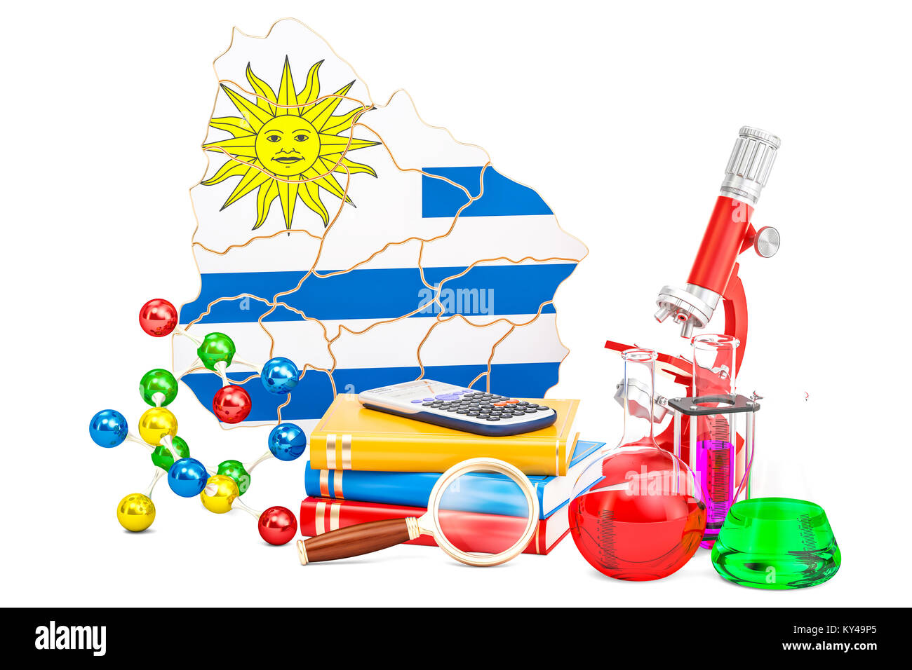 Scientific research in Uruguay concept, 3D rendering isolated on white ...