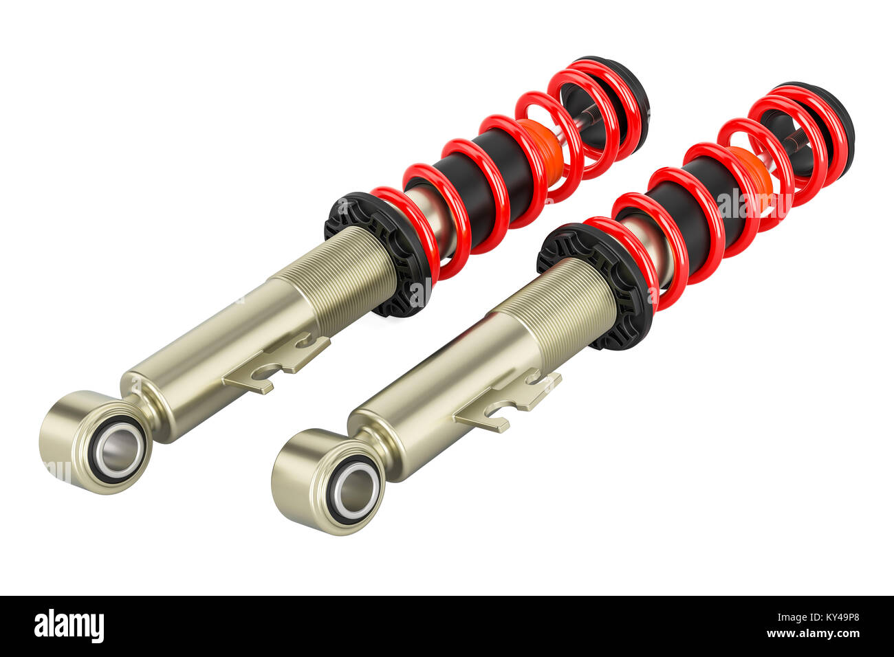 set of car shock absorbers, 3D rendering isolated on white background ...